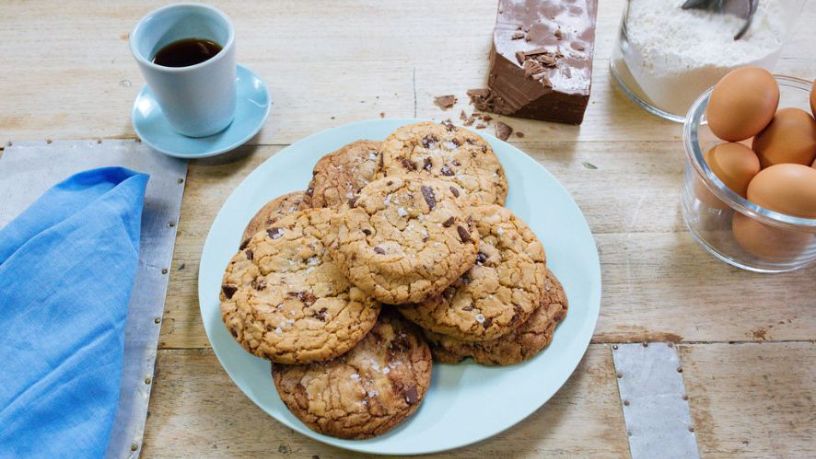 Brown butter and sea salt choc chip cookies